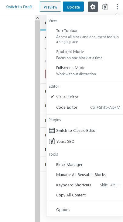 The Block and Classic Editors - Marketing & Communications